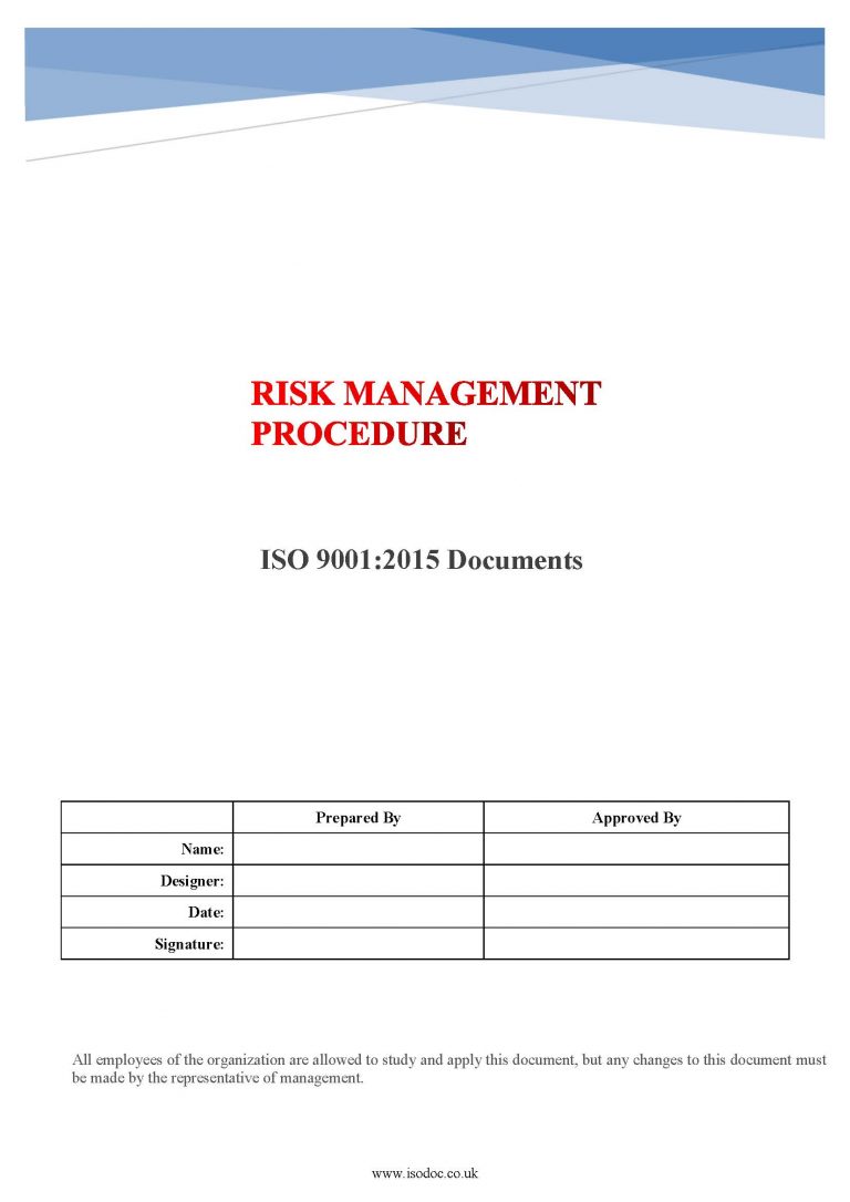 Risk Management Procedure ISODOC Documentation Toolkit