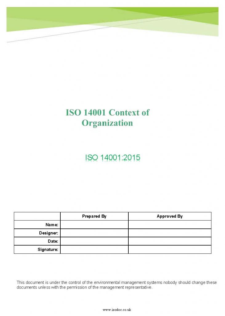 ISO 14001 context of the organization - ISODOC Documentation Toolkit