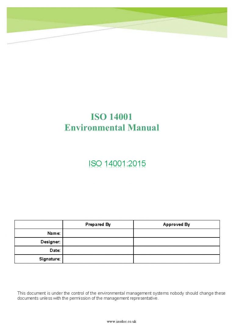 ISO 14001 Environmental Manual - ISODOC Documentation Toolkit