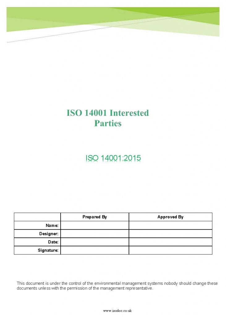 ISO 14001 Interested Parties - ISODOC Documentation Toolkit