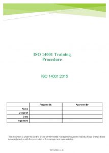 ISO 14001 Training Procedure - ISODOC Documentation Toolkit