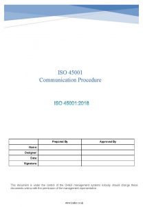 ISO 45001 Communication Procedure - ISODOC Documentation Toolkit