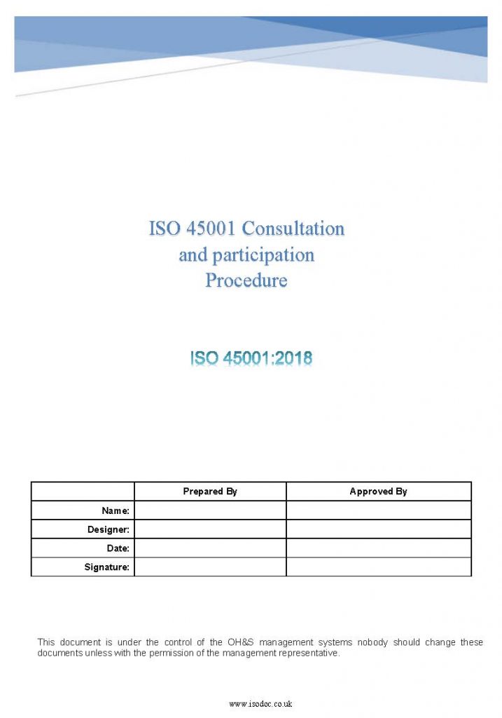 ISO 45001 Consultation and participation Procedure ISODOC