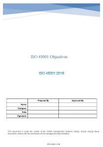 ISO 45001 Objectives - ISODOC Documentation Toolkit