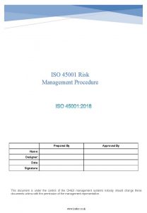 ISO 45001 Risk Management Procedure - ISODOC Documentation Toolkit