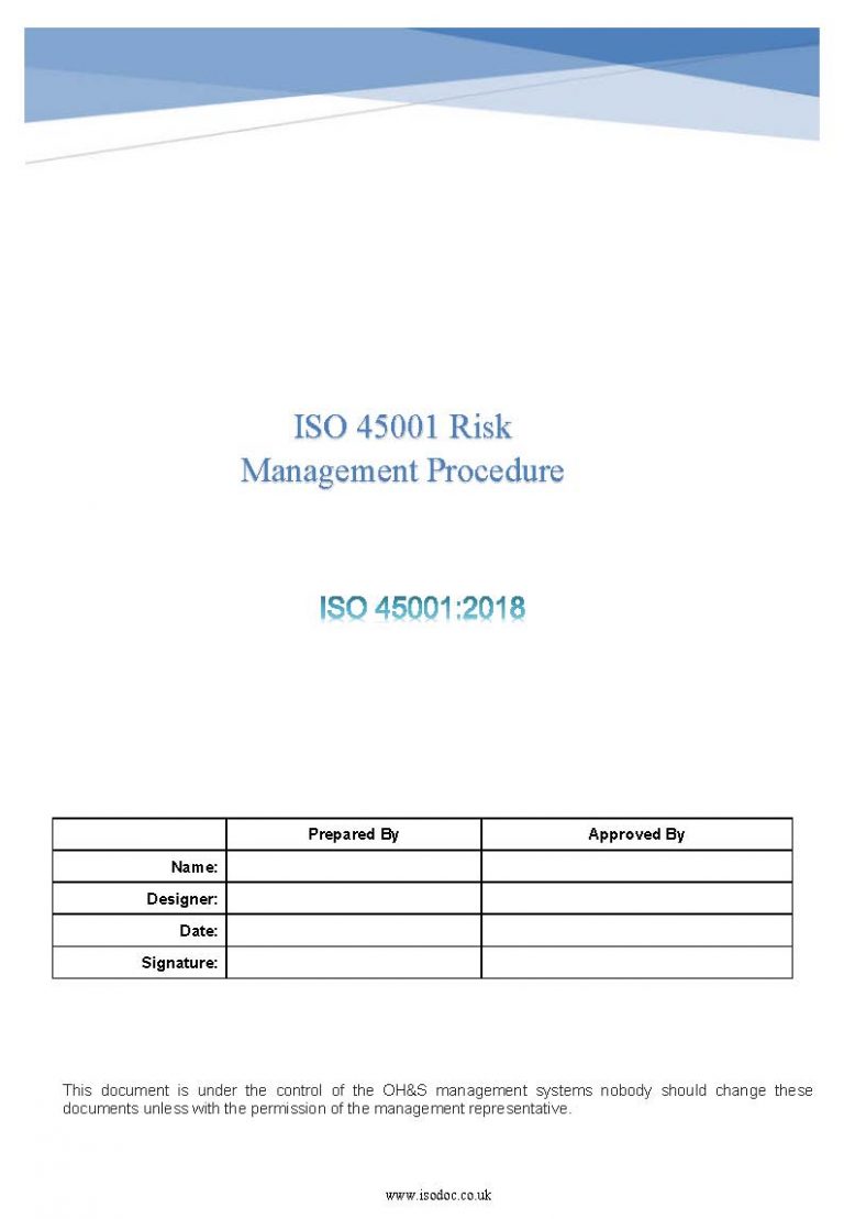 ISO 45001 Risk Management Procedure - ISODOC Documentation Toolkit