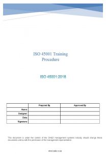 ISO 45001 Training Procedure - ISODOC Documentation Toolkit