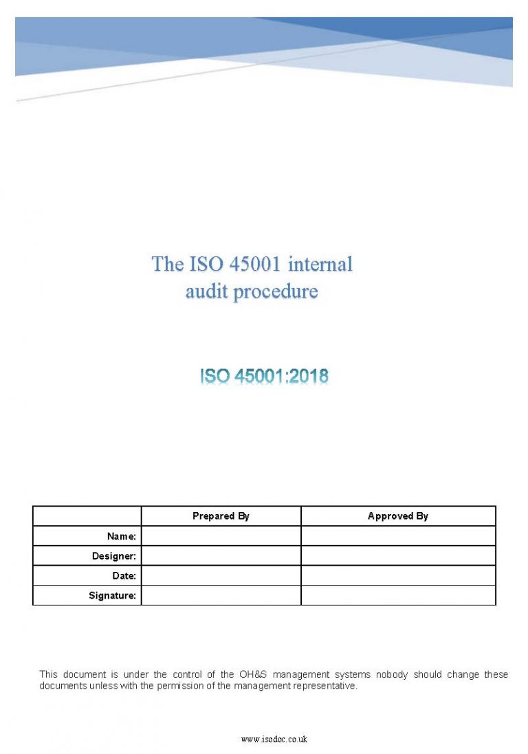 ISO 45001 Internal Audit Procedure - ISODOC Documentation Toolkit